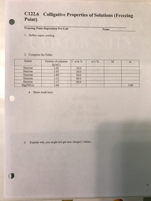 Solved C122.6 Colligative Properties of Solutions (Freezing | Chegg.com