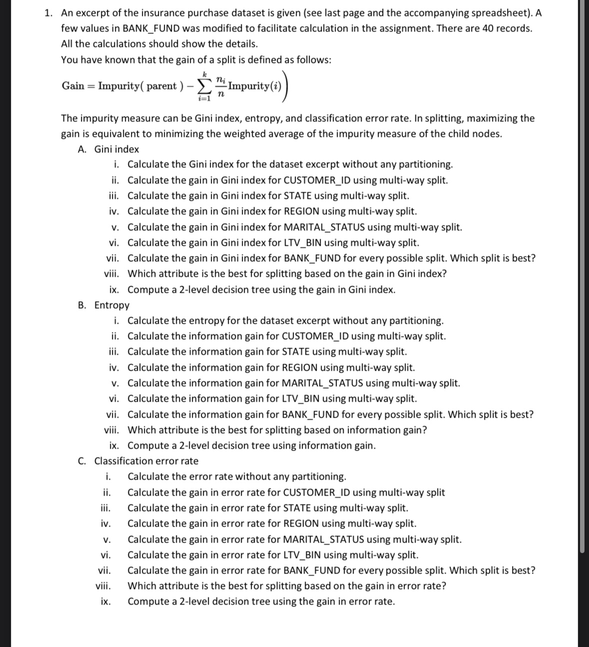 Solved 1 An Excerpt Of The Insurance Purchase Dataset Is 2451