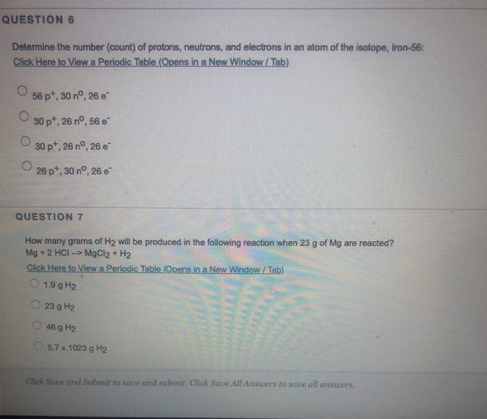 Solved QUESTION 6 Determine the number (count) of protons, | Chegg.com