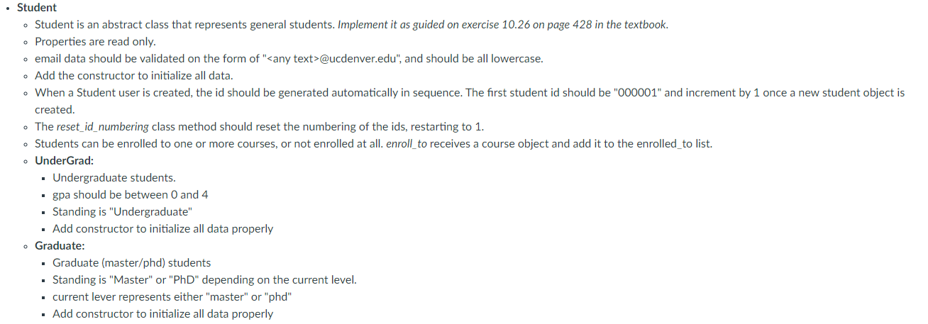 Solved • Student Student is an abstract class that | Chegg.com