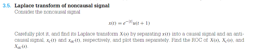 Solved 3.5. Laplace transform of noncausal signal Consider | Chegg.com