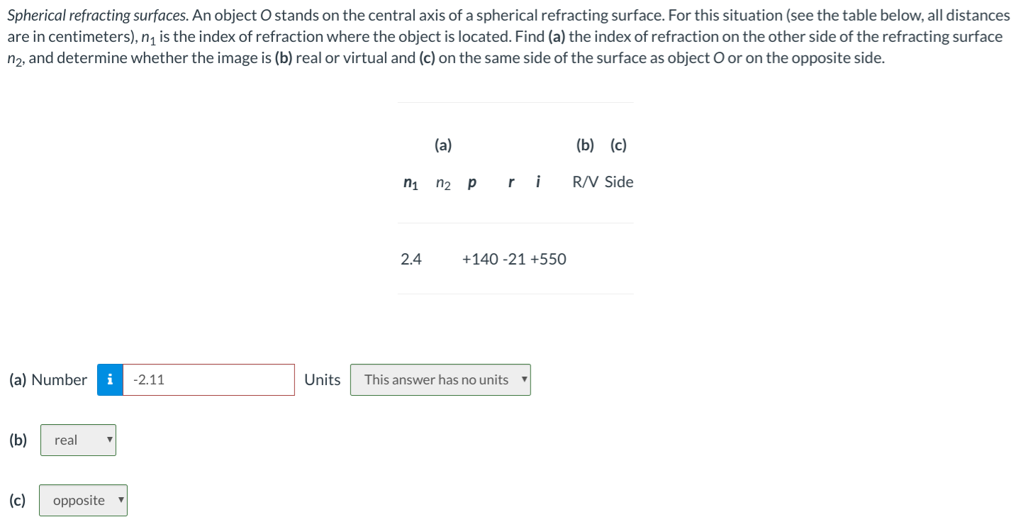 Solved Spherical Refracting Surfaces An Object O Stands On