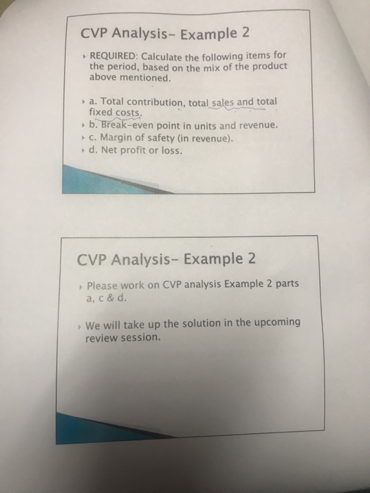 Solved CVP Analysis- Example 2 Question 2: Data Budget sales | Chegg.com