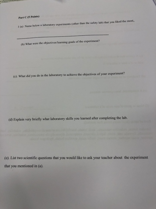 Solved Part C (5 Points) 1 (a) Name below a laboratory | Chegg.com
