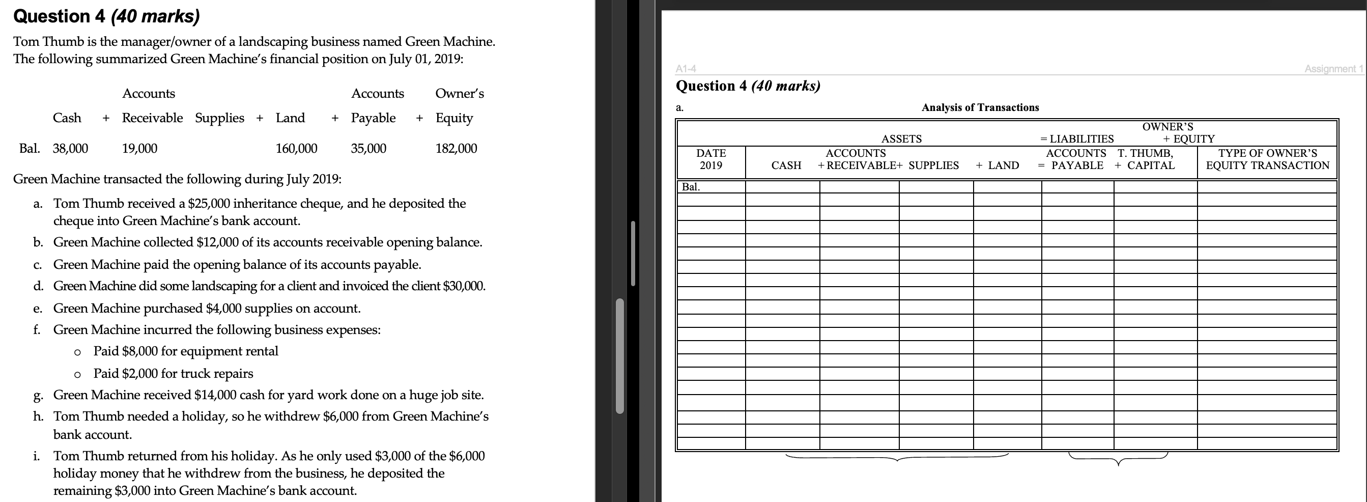 Solved (Question is on left and fill in the blank template | Chegg.com