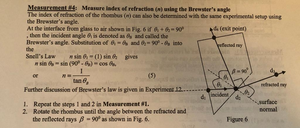 Solved For Brewster's angle, I got 0.42 by using equation 5 | Chegg.com