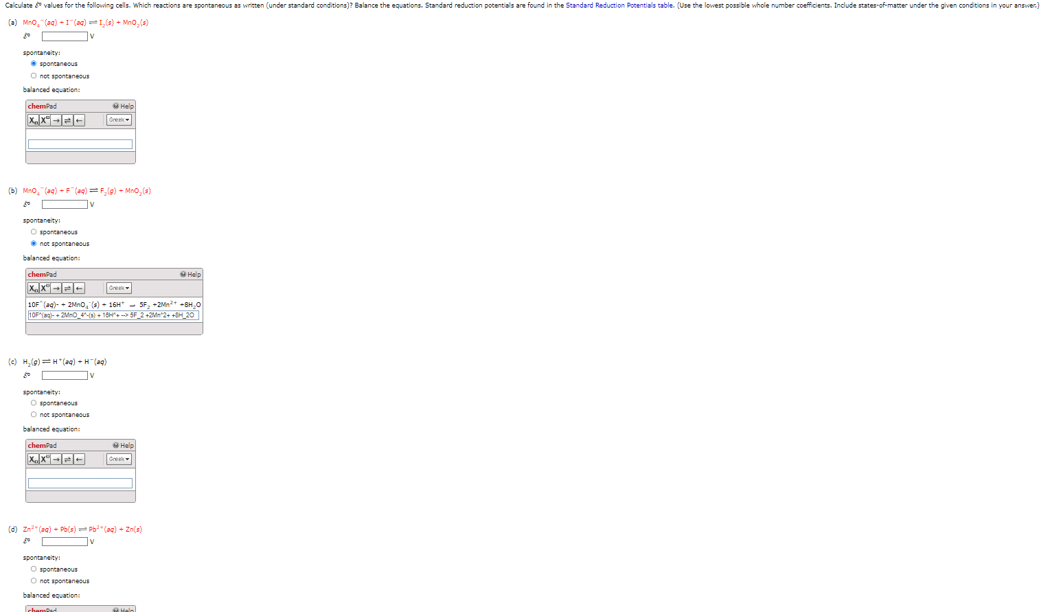 Solved (d) \\[ \\begin{array}{c} \\mathrm{Zn}^{2+}(a | Chegg.com