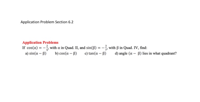 Solved Application Problem Section 6.2 Application Problems | Chegg.com