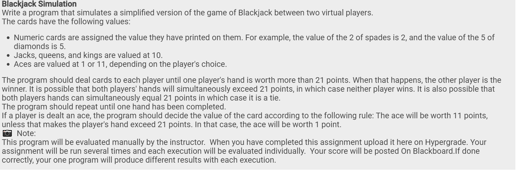 Solved PYTHON: Please help me with Blackjack simulation | Chegg.com