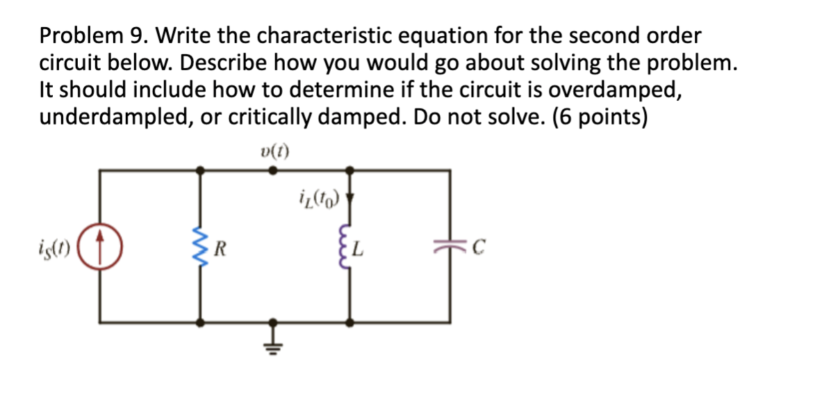 Solved Problem 9. Write the characteristic equation for the | Chegg.com