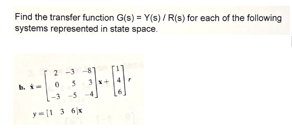 Solved Find the transfer function G(s)=Y(s)/R(s) for each of | Chegg.com