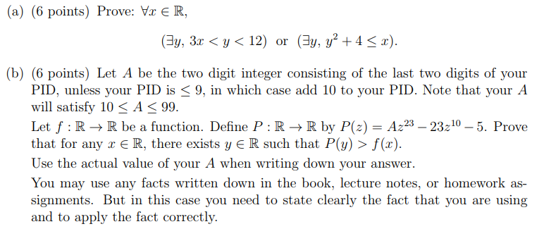 (a) (6 points) Prove: V ER, (Ey, 3x