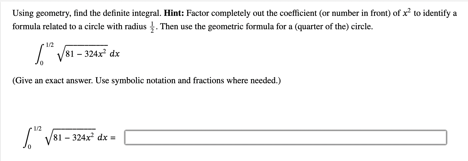 Solved Using geometry, find the definite integral. Hint: | Chegg.com