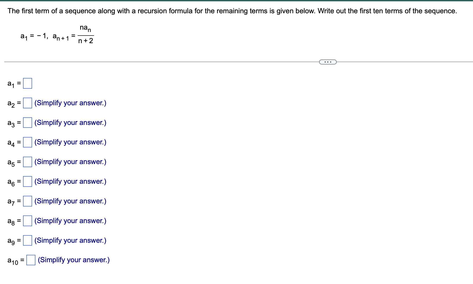 Solved The first term of ﻿a sequence along with a recursion | Chegg.com