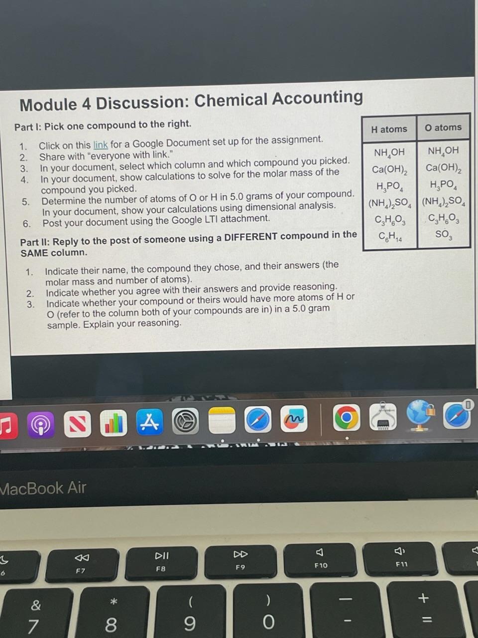 Solved Module 4 Discussion: Chemical Accounting Part I: Pick | Chegg.com
