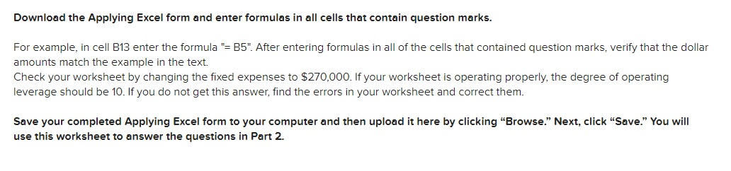 Solved Download the Applying Excel form and enter formulas | Chegg.com