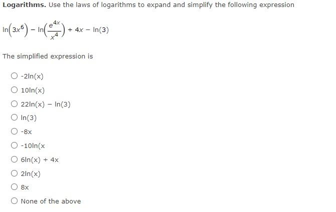 Solved Logarithms. Use the laws of logarithms to expand and | Chegg.com
