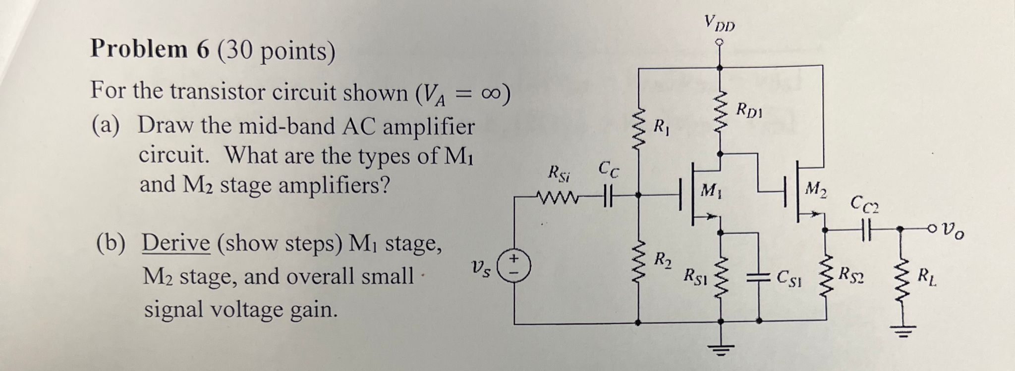 Solved (a) draw the mid-band ac amplifier circuit. what are | Chegg.com