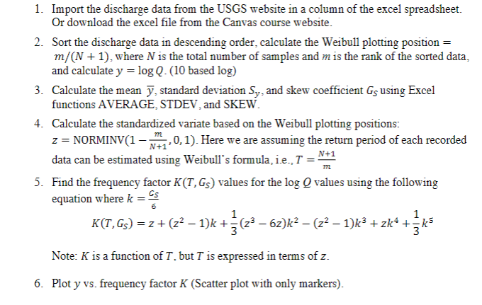 Solved 1. Import the discharge data from the USGS website in | Chegg.com