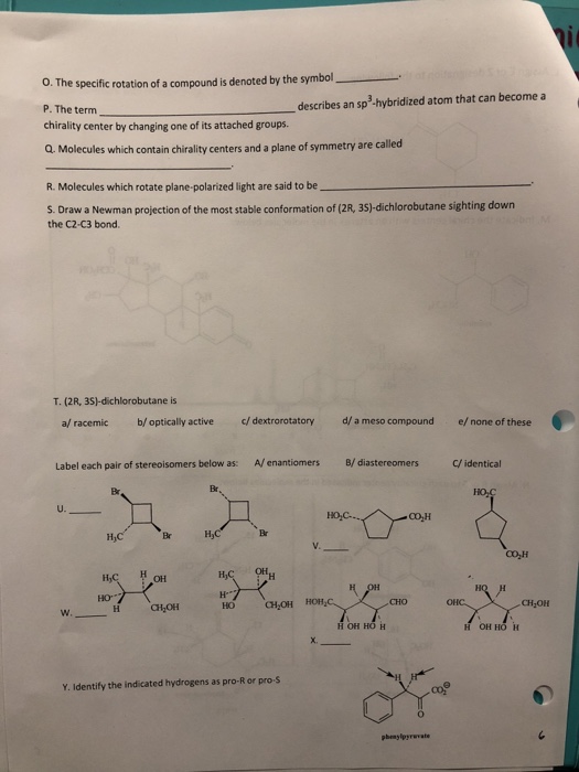Solved O. The specific rotation of a compound is denoted by | Chegg.com