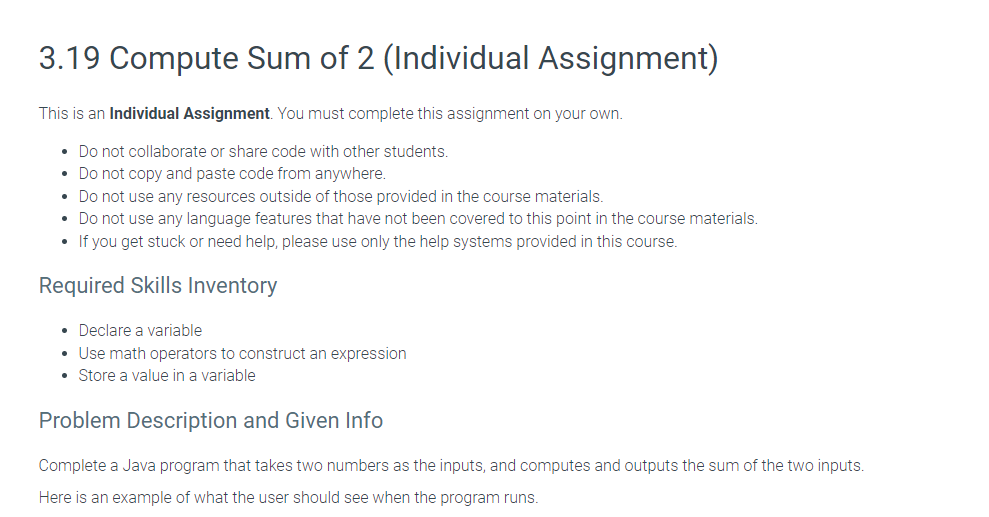 Solved 3 19 Compute Sum Of 2 Individual Assignment This Is