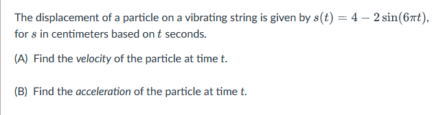Solved The displacement of a particle on a vibrating string | Chegg.com