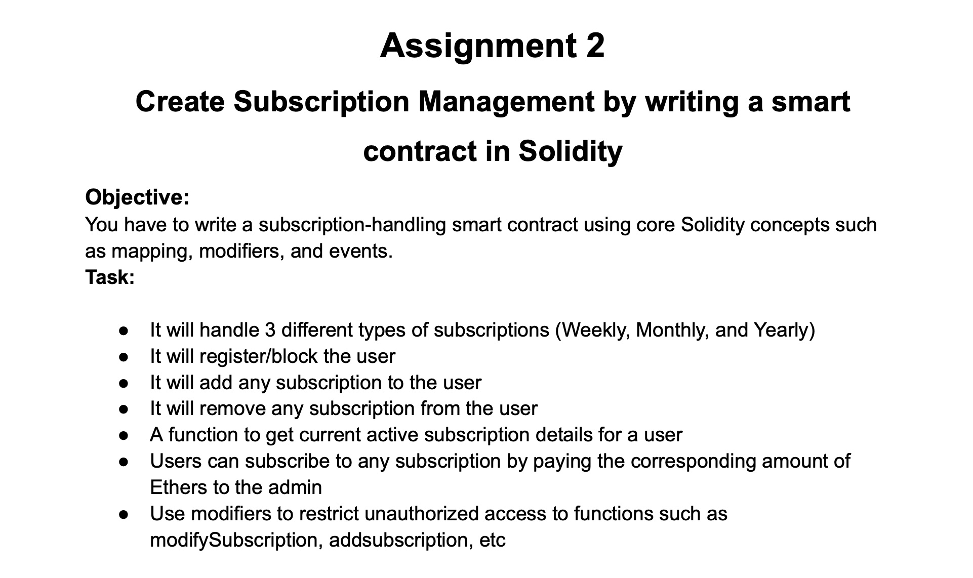Solved Objective:You have to write a subscription-handling | Chegg.com