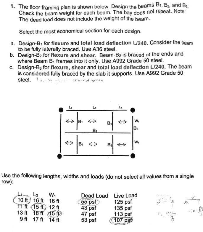 Solved 1. The floor framing plan is shown below. Design the | Chegg.com