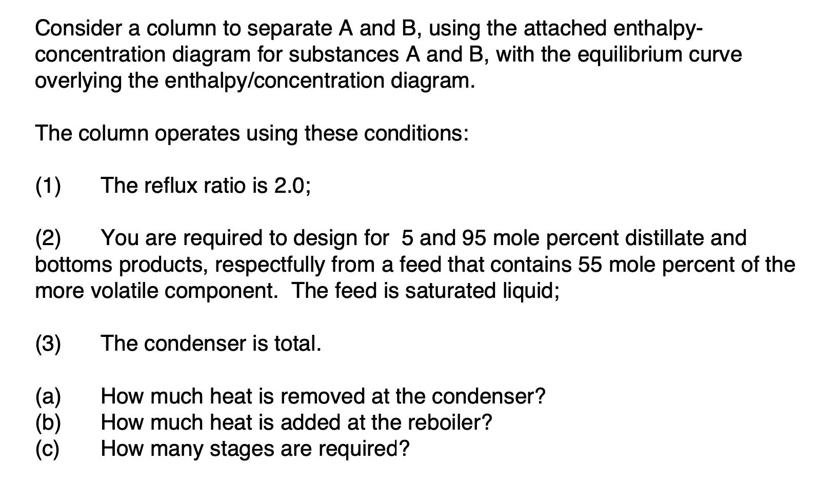 Solved Consider A Column To Separate A And B Using The 