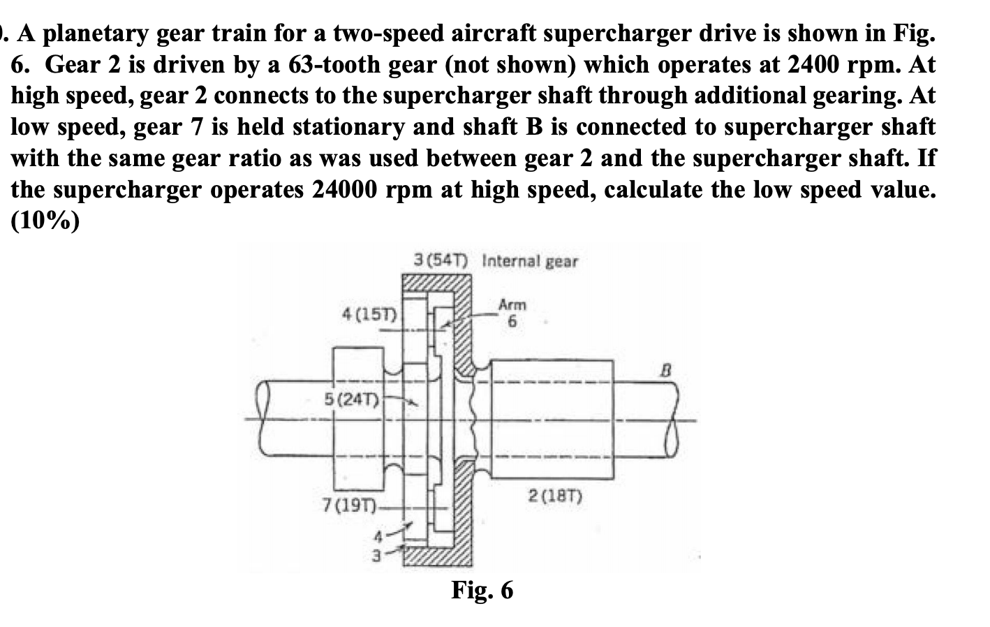 Solved . A planetary gear train for a two-speed aircraft | Chegg.com