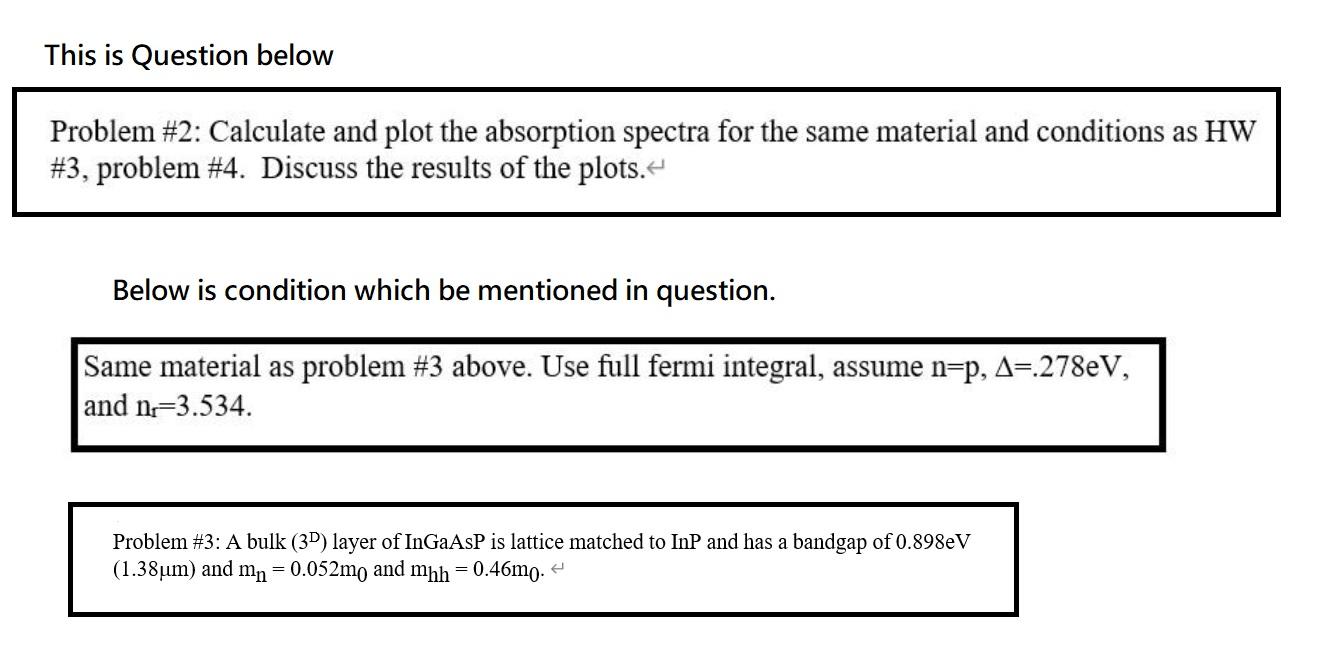 Problem #2: Calculate and plot the absorption spectra | Chegg.com