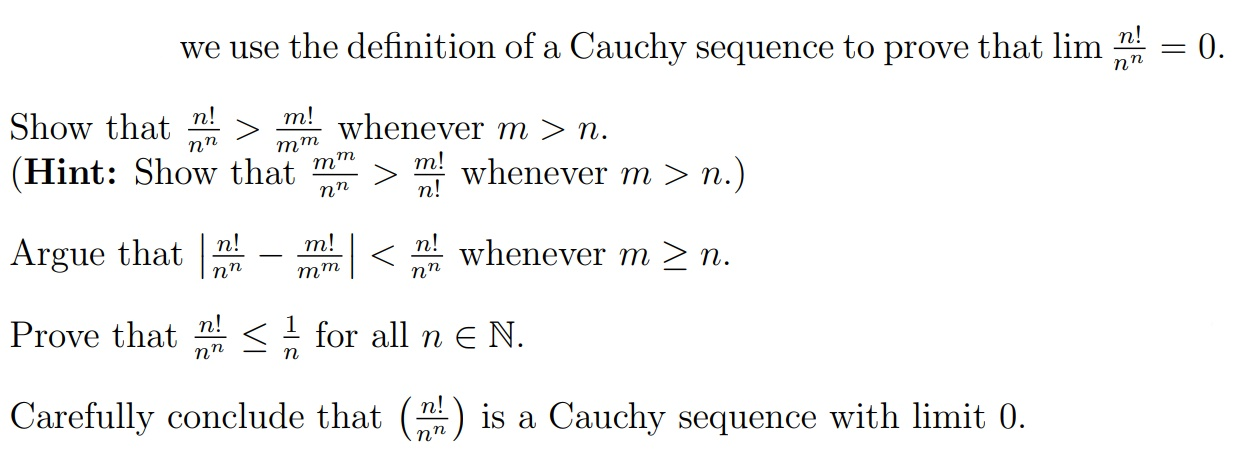 Solved We Use The Definition Of A Cauchy Sequence To Prove