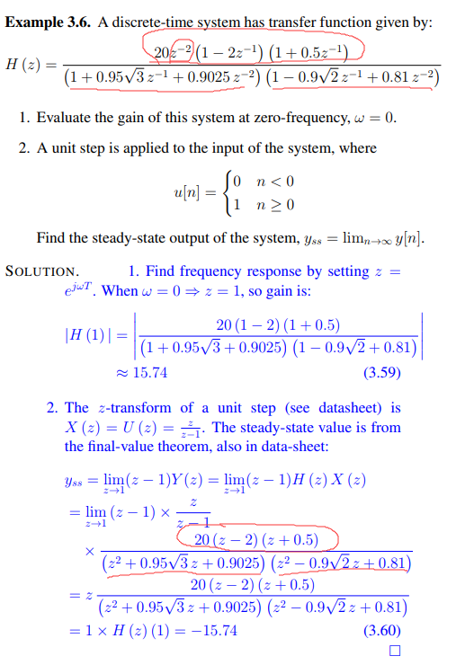Solved The final value theorem of Z transform, why eliminate | Chegg.com