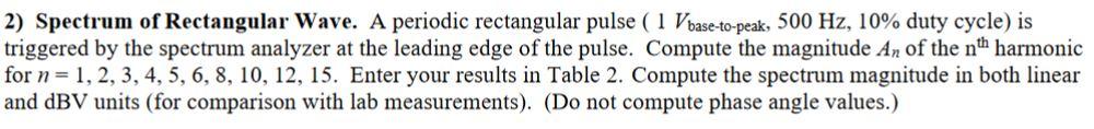 Solved 2) Spectrum of Rectangular Wave. A periodic | Chegg.com