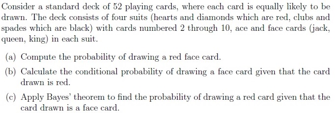 Solved Consider a standard deck of 52 ﻿playing cards, where | Chegg.com