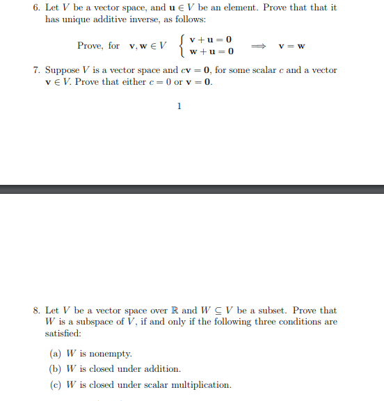 Solved 6. Let V be a vector space, and u ∈ V be an element. | Chegg.com