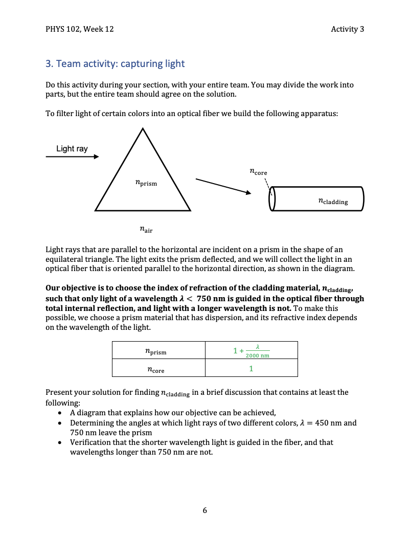 3. Team activity: capturing light Do this activity | Chegg.com