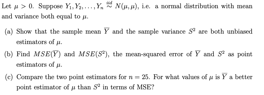 Solved iid Nu, ), i.e. a normal distribution with mean Let u | Chegg.com