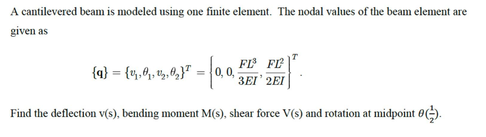 Solved A cantilevered beam is modeled using one finite | Chegg.com