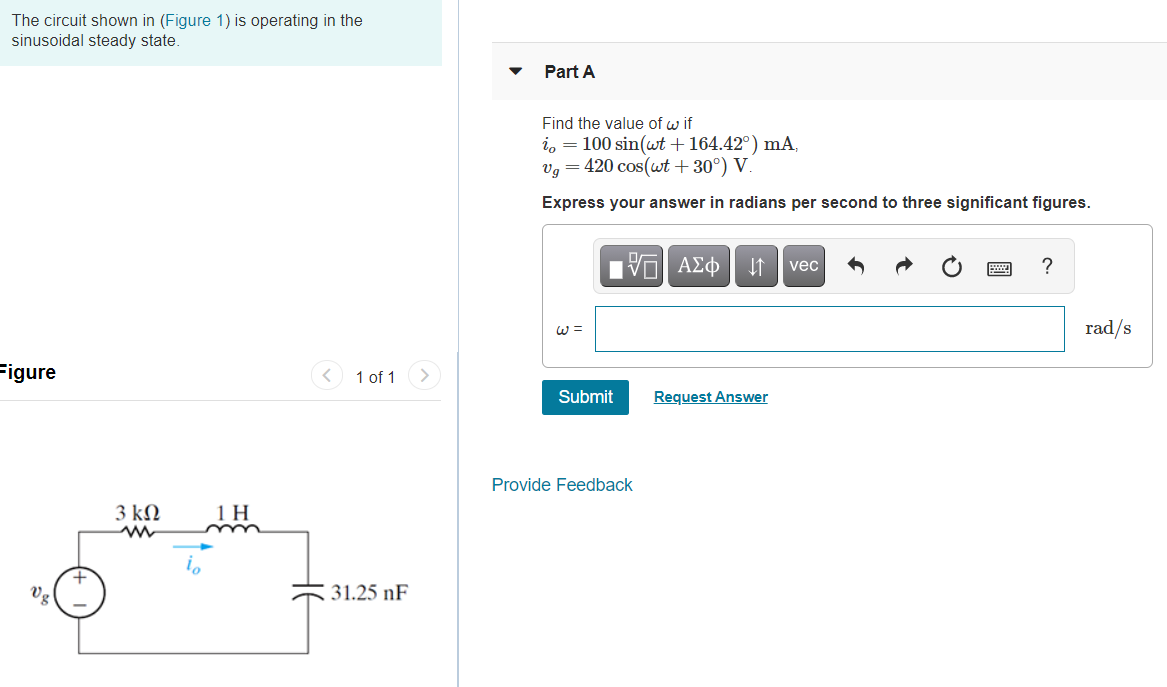 Solved The circuit shown in (Figure 1) is operating in the | Chegg.com