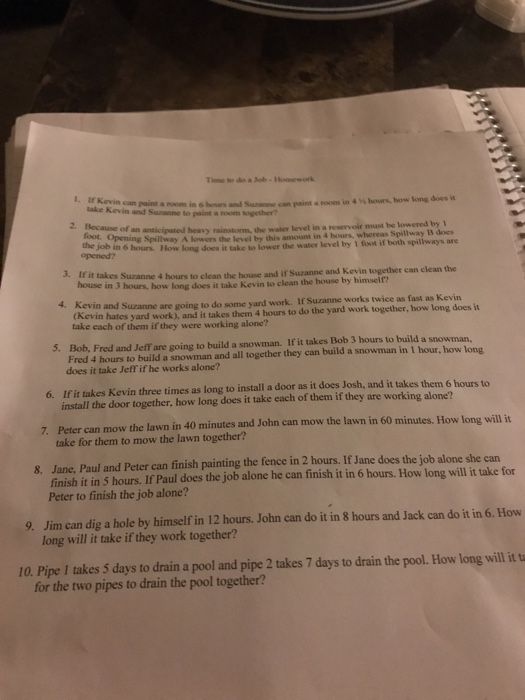 Solved Time to do a Job-Hoework I. If Kevin c in 4 5 hours, | Chegg.com