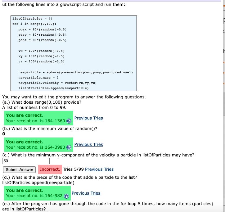 Solved ut the following lines into a glowscript script and | Chegg.com