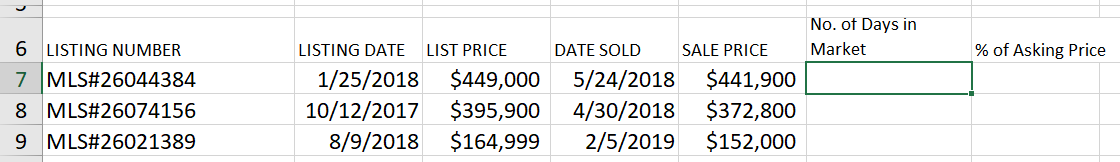 Solved Write necessary formulas to calculate the number of | Chegg.com