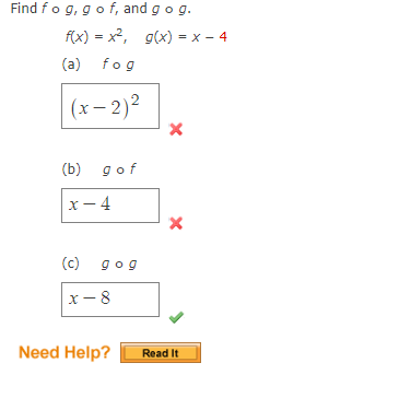 Solved Find fo g, go f, and g o g. f(x) = x², g(x) = x - 4 | Chegg.com