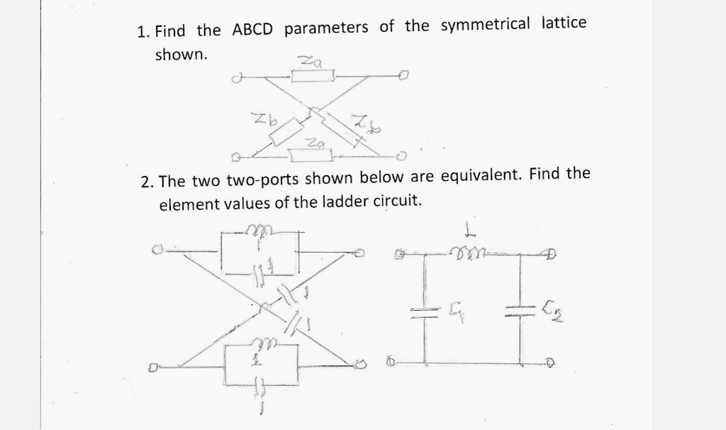 Solved 1. Find the ABCD parameters of the symmetrical | Chegg.com