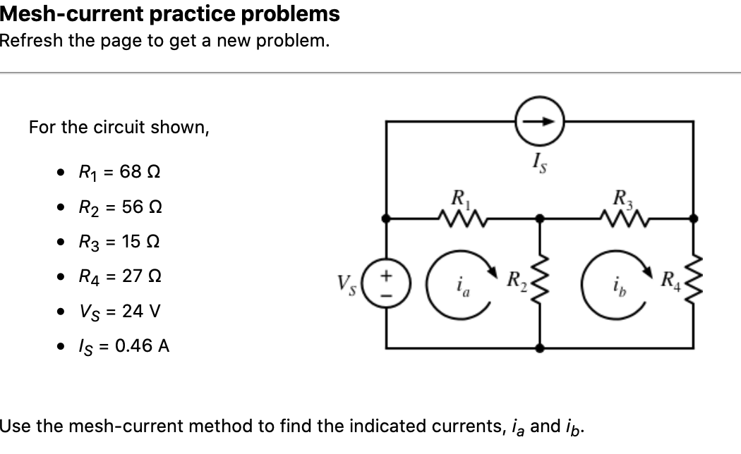 Solved Mesh-current practice problems Refresh the page to | Chegg.com