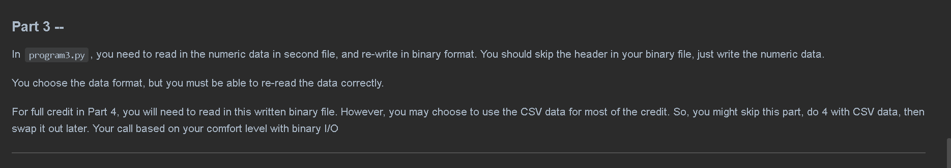 Solved Part 3 - In program3.py, you need to read in the | Chegg.com