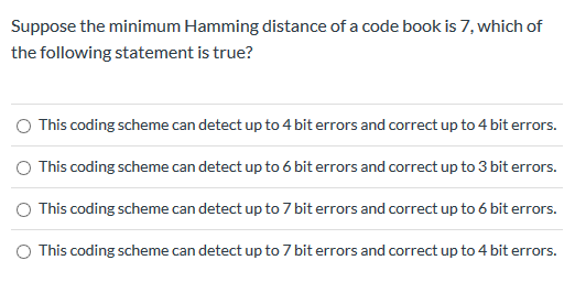 Solved Suppose the minimum Hamming distance of a code book | Chegg.com