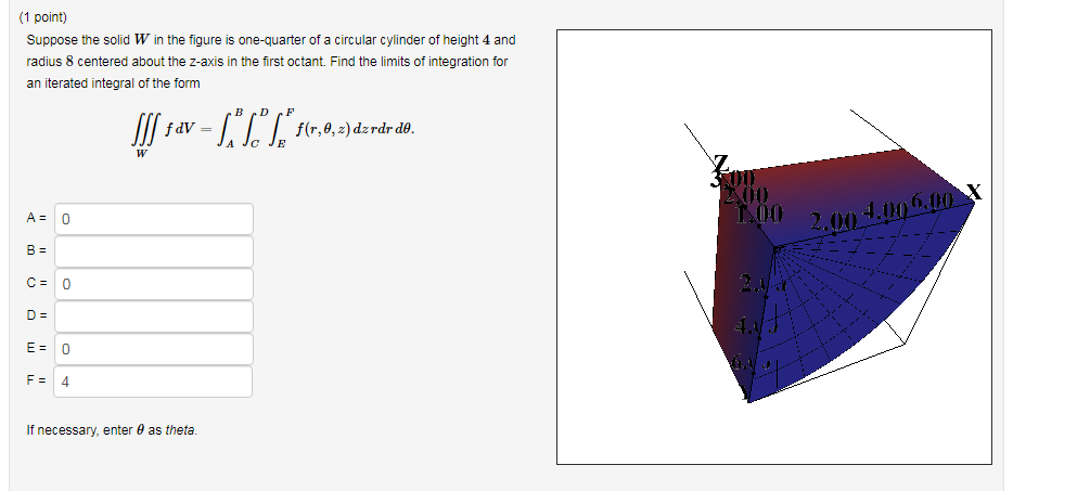 Solved 1 Point Suppose The Solid W In The Figure Is