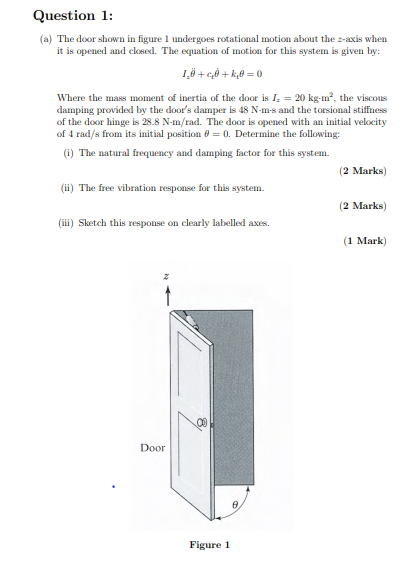 Solved Question 1: (a) The door shown in figure 1 undergoes | Chegg.com